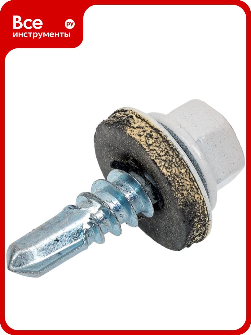 Кровельный саморез квадра 5.5x19, RAL 9003 белый, сверло PT. 3, 250 шт, оцинкованное покрытие, шестигранная шлица