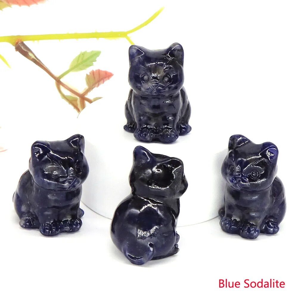 Статуя кота из камня Темно-синий, 1 pc, Blue Sodalite