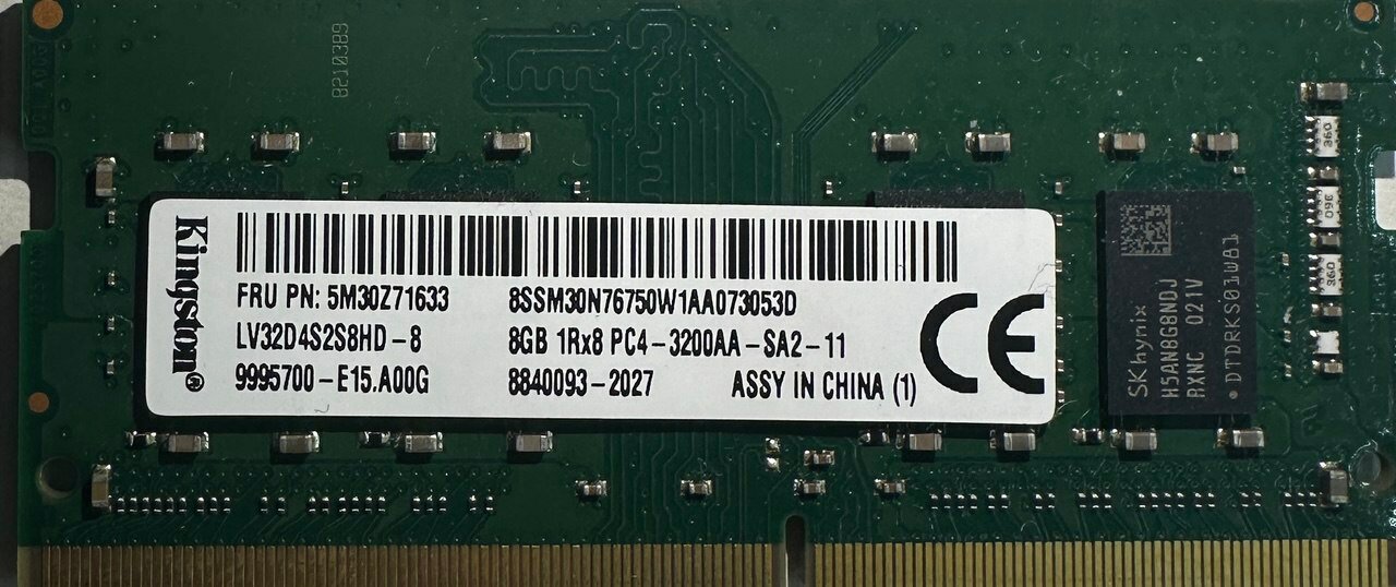 Оперативная память для ноутбука KlNGSTON DDR4 8Gb 3200MHz 1x8 ГБ (LV32D4S2S8HD-8)