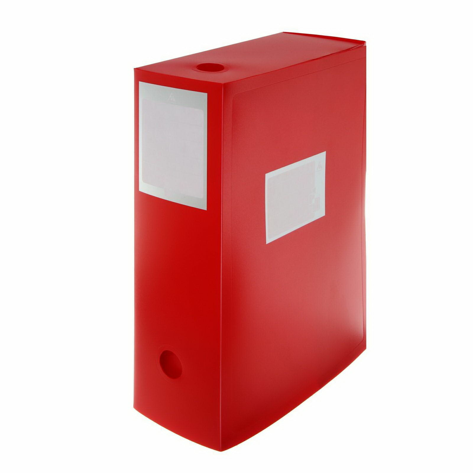 Папка-короб архивная А4 корешок 100 мм, пластик, вырубная застежка, красная, до 900 листов