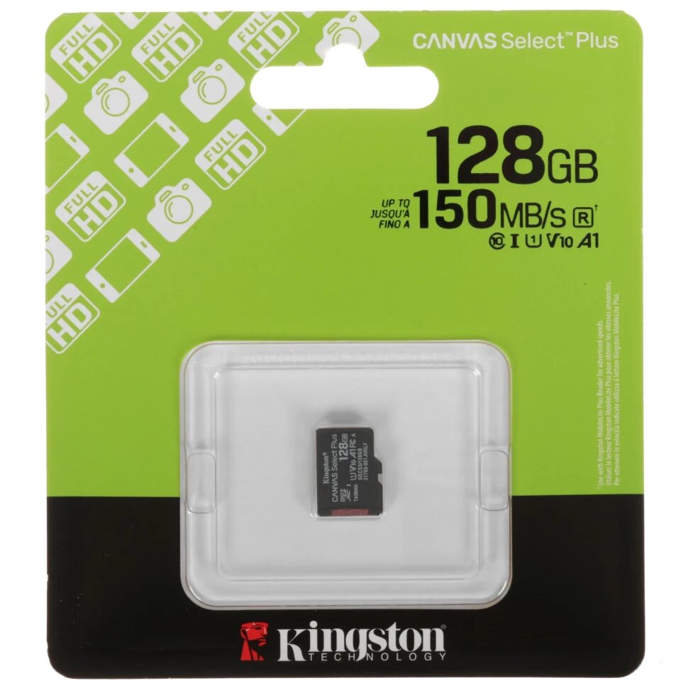 Карта памяти Kingston Canvas Select Plus SDCS3/128GBSP microSDXC 128GB V10 A1 w/o adapter