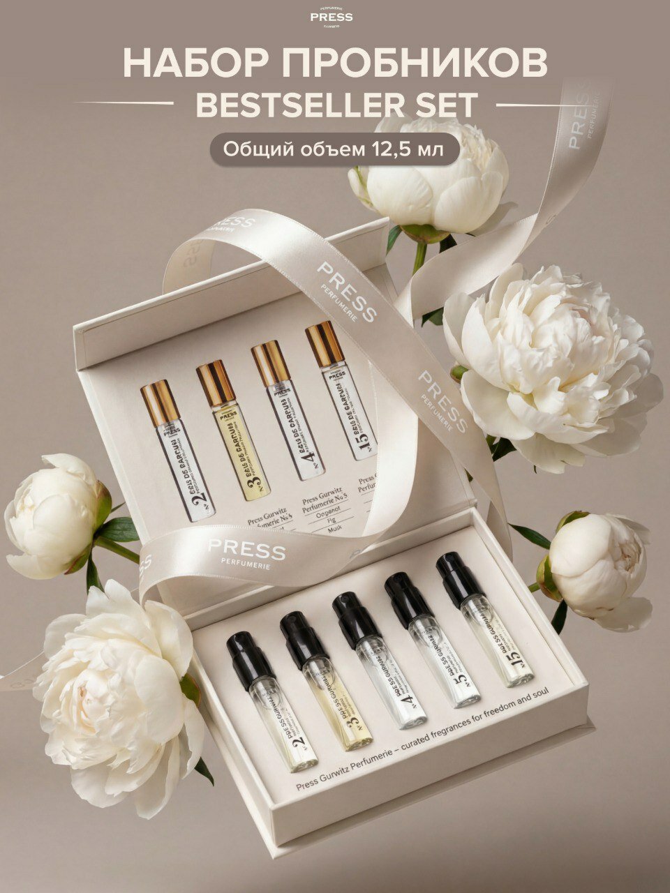 Парфюмерный набор миниатюр Bestseller Set с ароматами №2, №3, №4, №5, №15 в магнитном футляре 5х2,5 мл