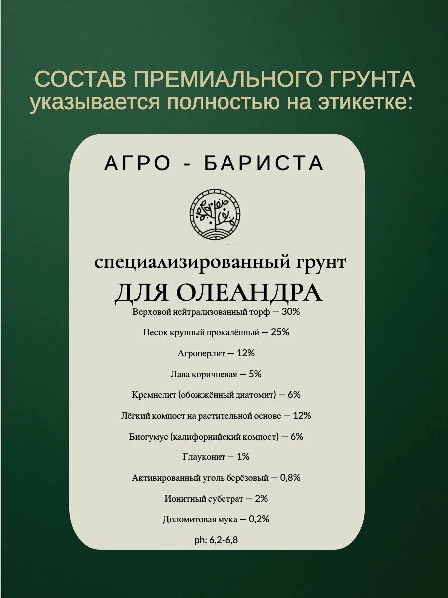 Готовый грунт для Олеандра 3л, земля для пересадки Олеандра по рецепту Агро-Бариста — фото 1