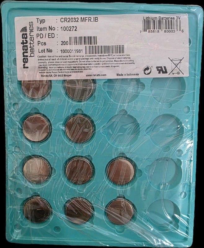 Дисковая батарейка Renata CR2032 Lithium Battery 3v BL1 , 1шт.