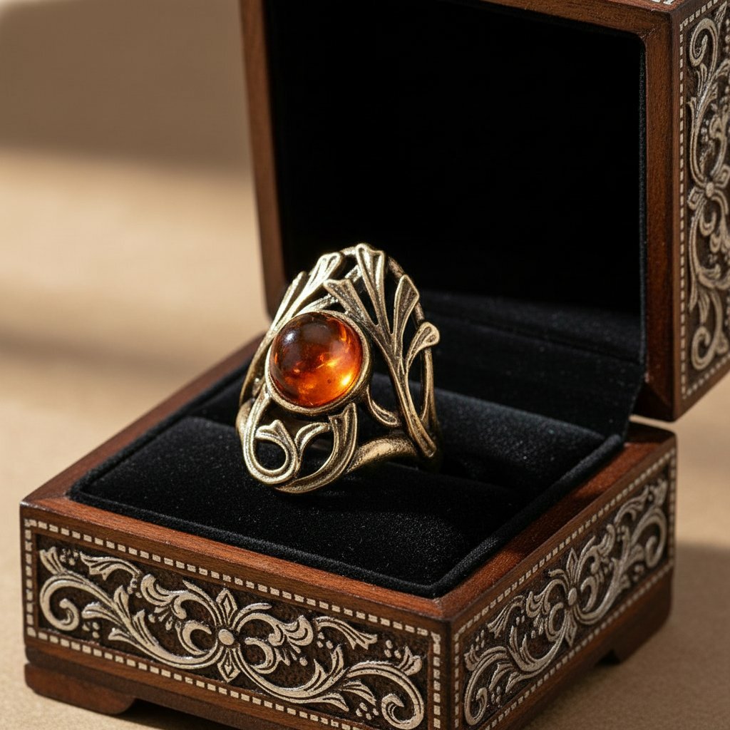 Кольцо, янтарь