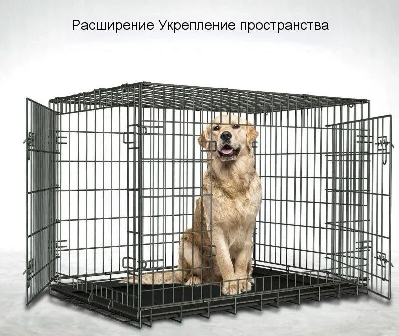 Клетка для собак,2 двери,91x58x65 см черная, Клетки для животных, Подходит для собак кошек хомяков мышей грызунов кроликов и других домашних животныхll