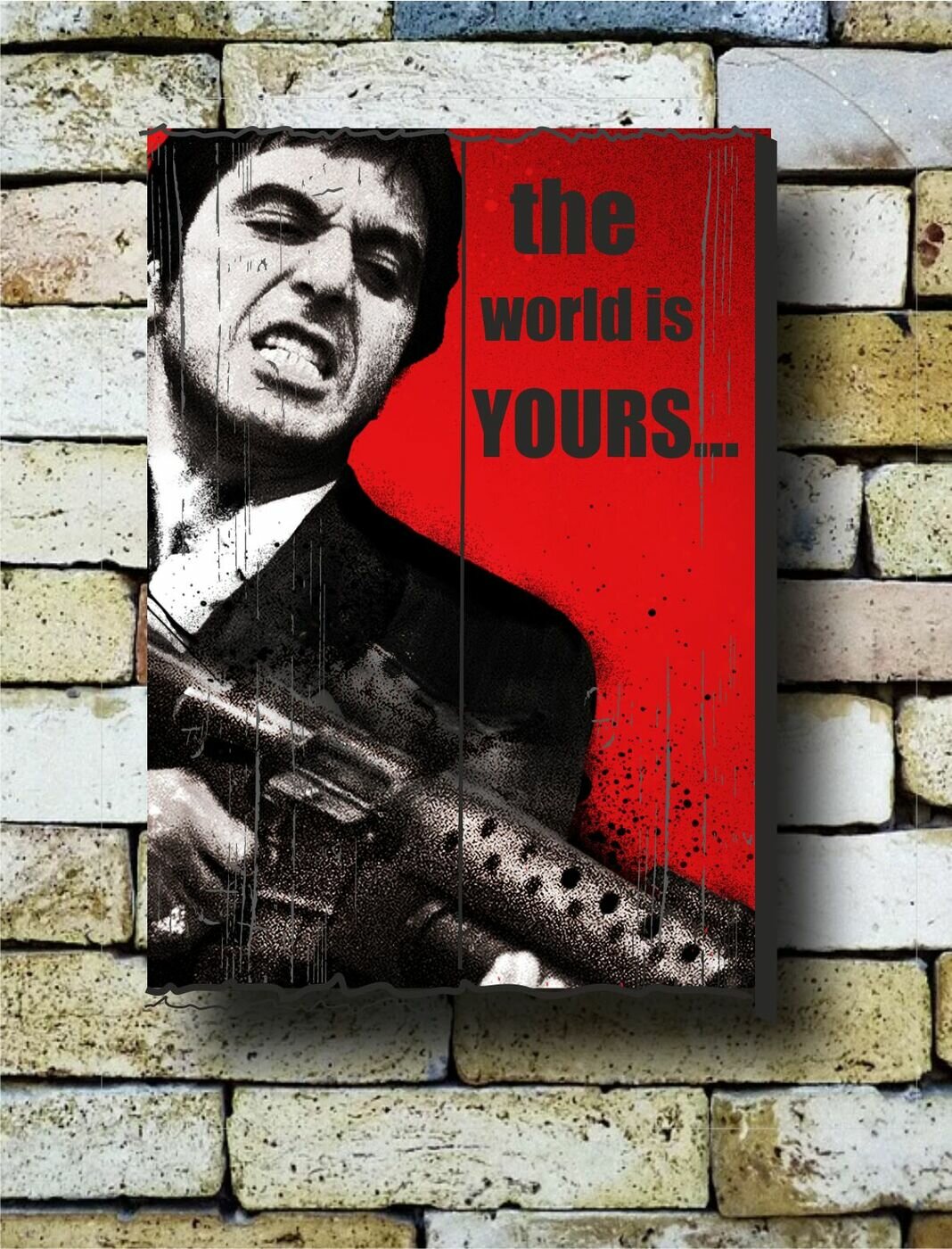 Картина на досках "Лицо со шрамом. Scarface the world is yours "