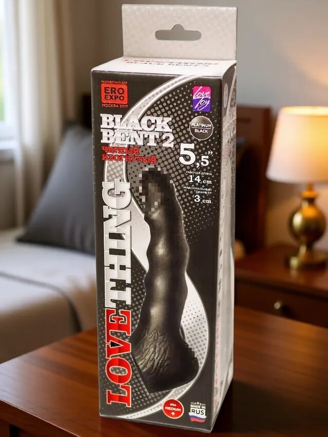 LOVETOY (А-Полимер) Насадка для страпона Black Bent 2, 132104, черный, 19.5 см, M