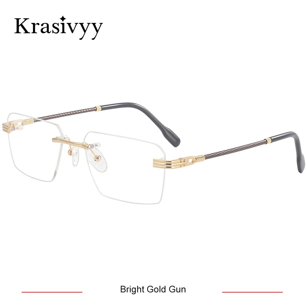 Квадратные очки без оправы Bright Gold Gun