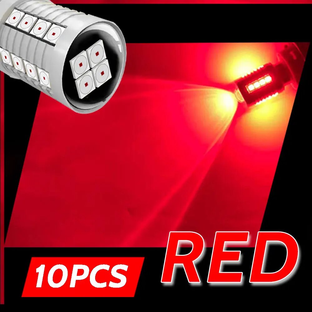 10 шт. RED LED лампы P21W BAY15d для стоп-сигнала