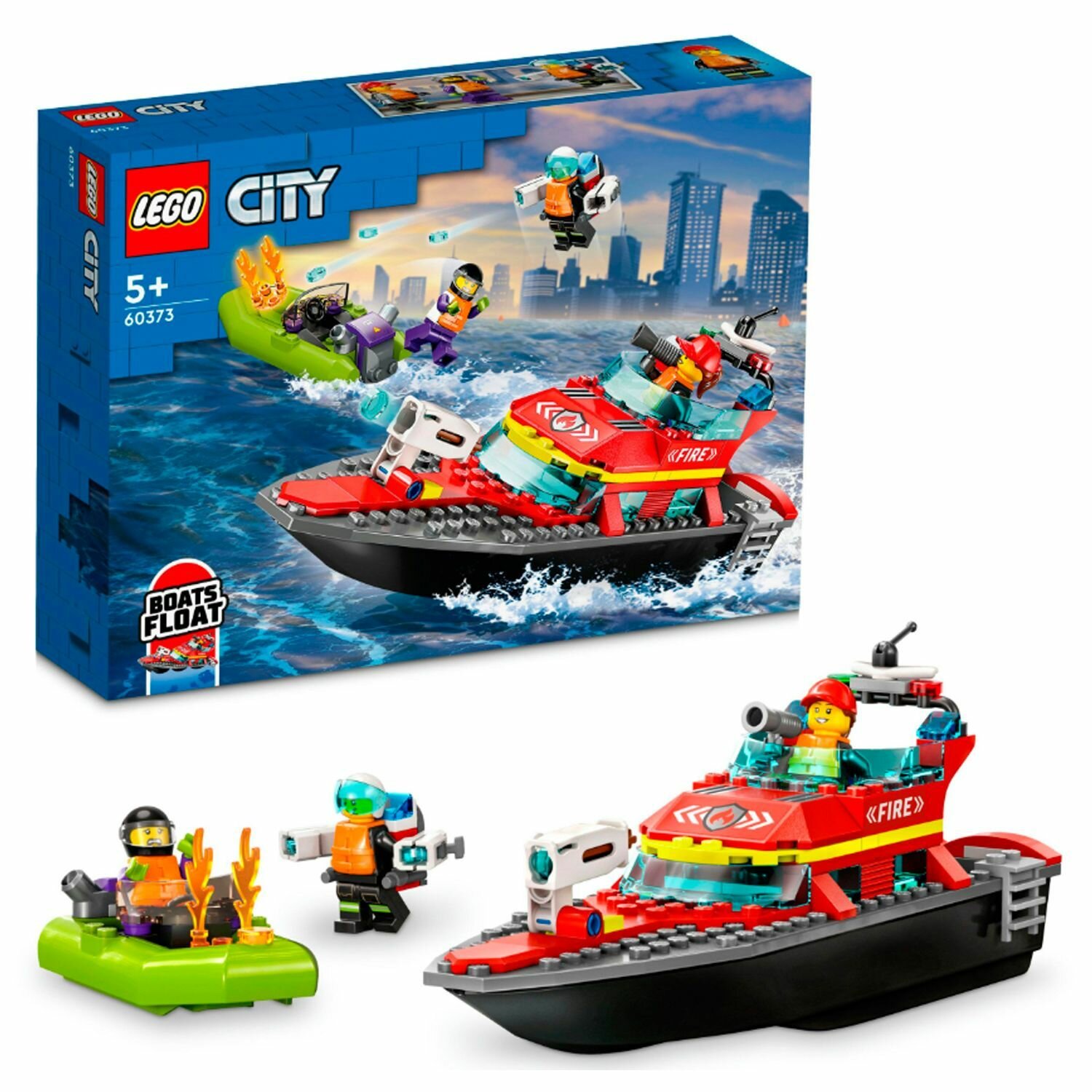 Конструктор детский LEGO City Пожарно-спасательная лодка, 144 деталей, возраст 5+