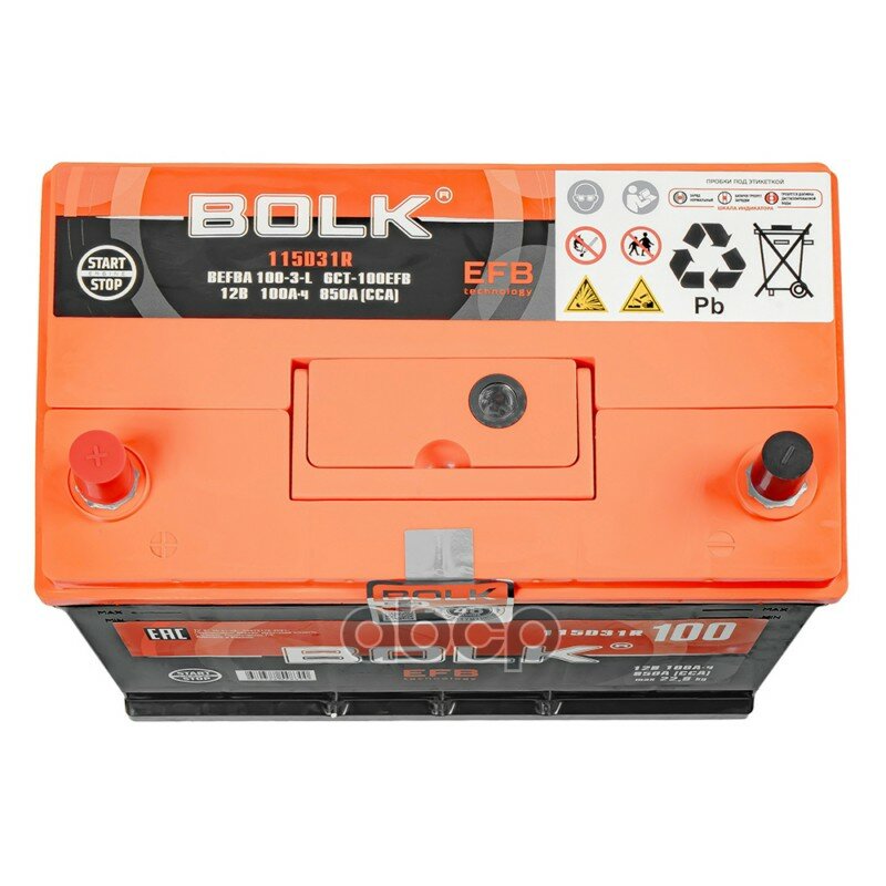 Аккумулятор BOLK EFB ASIA 100 А/ч обратный R+ 306x175x190 D31 EN 850 А BOLK арт. BEFBA 100-3-R
