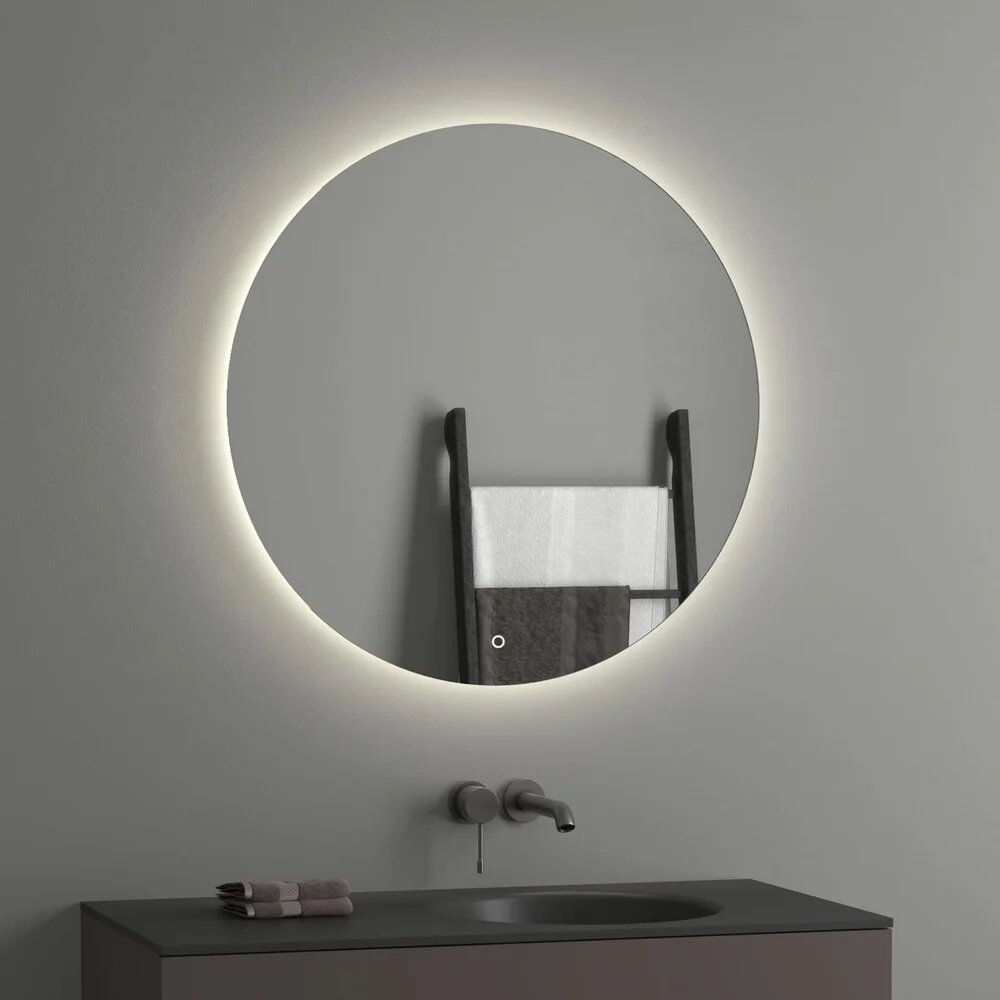 Зеркало круглое Evoform Ledshine BY 2645 80x80 со светодиодной подсветкой, 80 см, с сенсорным управлением, в современном стиле, зеркало настенное в ванную