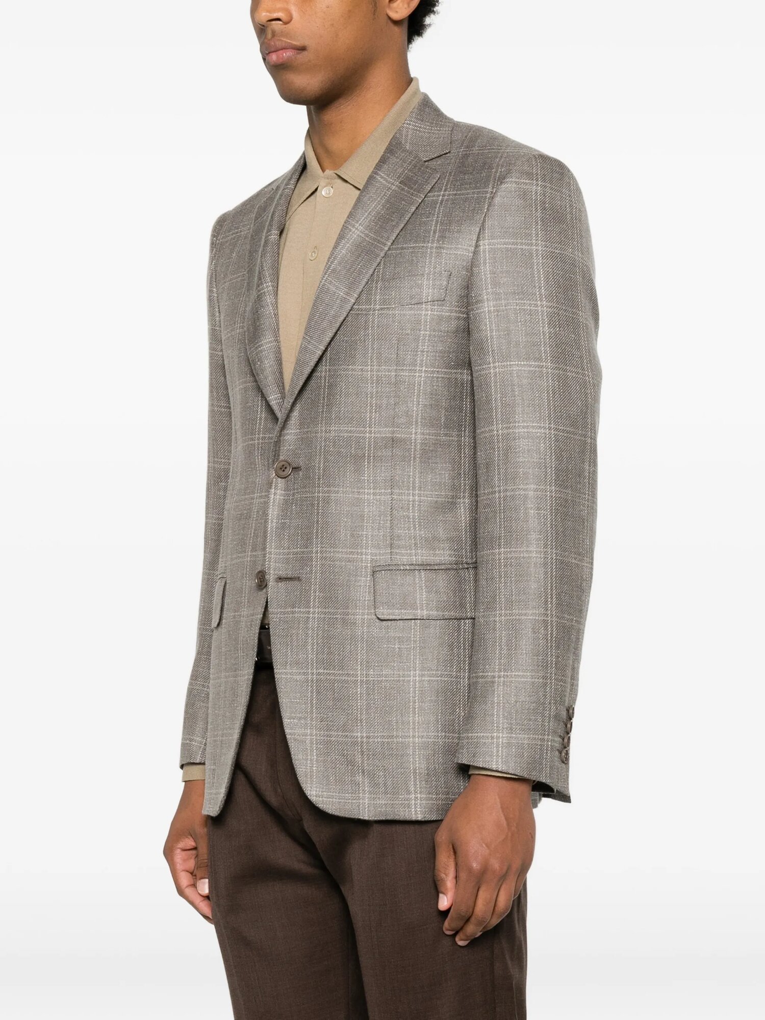 Пиджак Canali Check-pattern single-breasted blazer, размер 58, grey — фото 1
