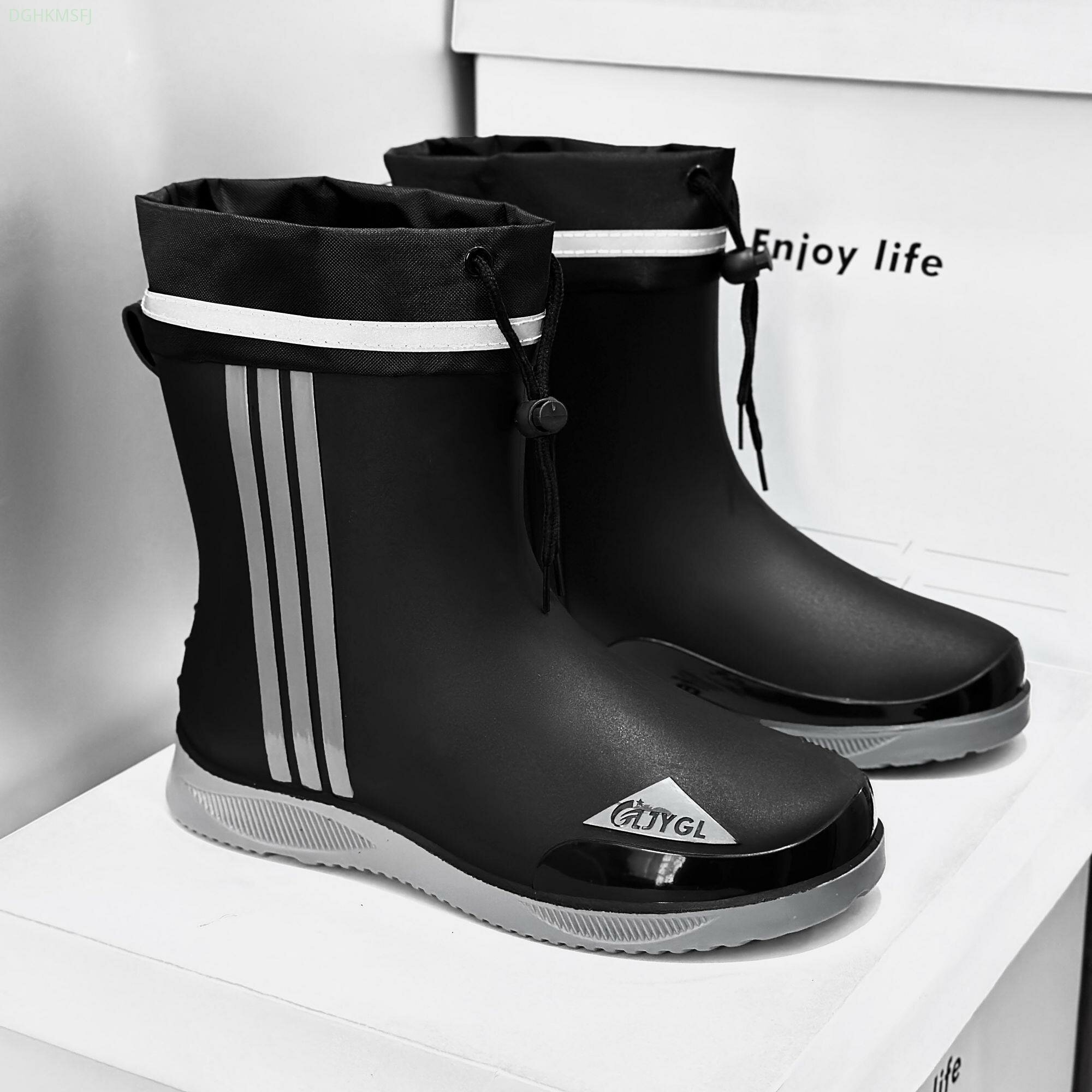 Мужские модные резиновые сапоги для дождя, кухни и рыбалки, водонепроницаемые, нескользящие