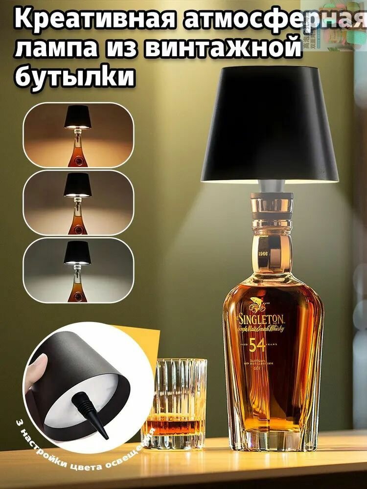 USB Регулируемый Ночник / Декоративная лампа на пустой бутылке от вина