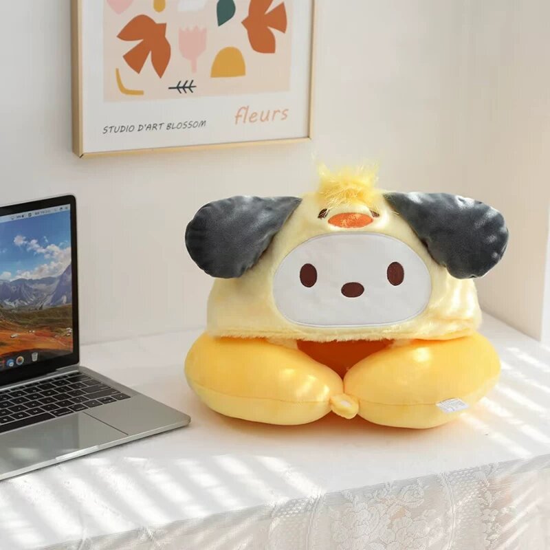 Мягкий подушка-воротник My Melody для сна в пути: уютный дизайн маленького панды, удобная для самолетов, машин и офиса