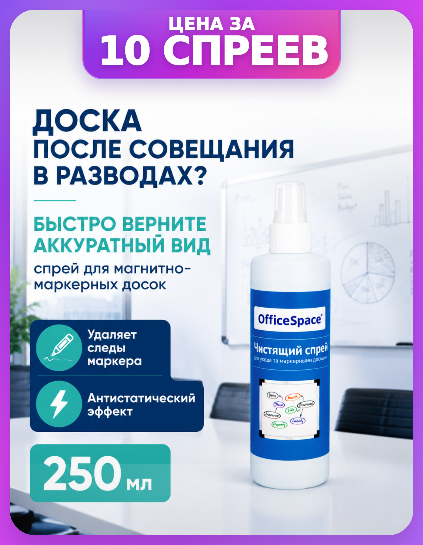 Жидкость для чистки досок от маркера, 10 шт