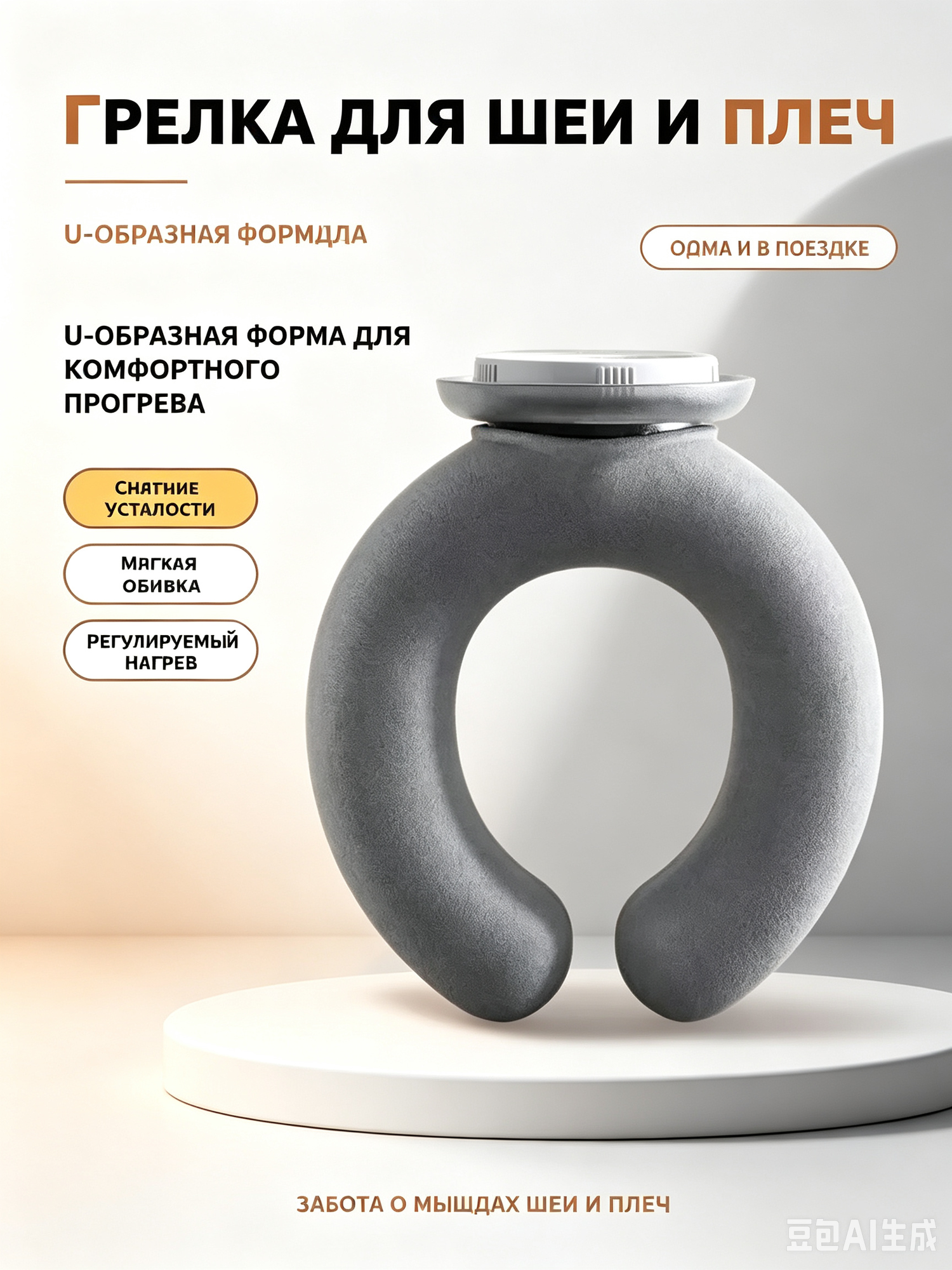 Удобная грелка для шеи и плеч U-образной формы, мягкая эргономичная электрогрелка с регулировкой температуры