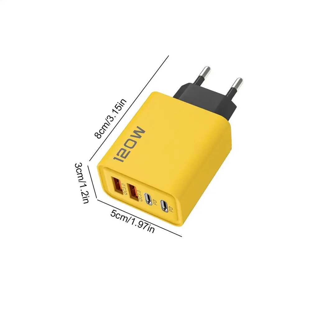 Зарядное Устройство USB 120W С Двумя Портами Type-C PD, Универсальное Устройство Для Зарядки EU