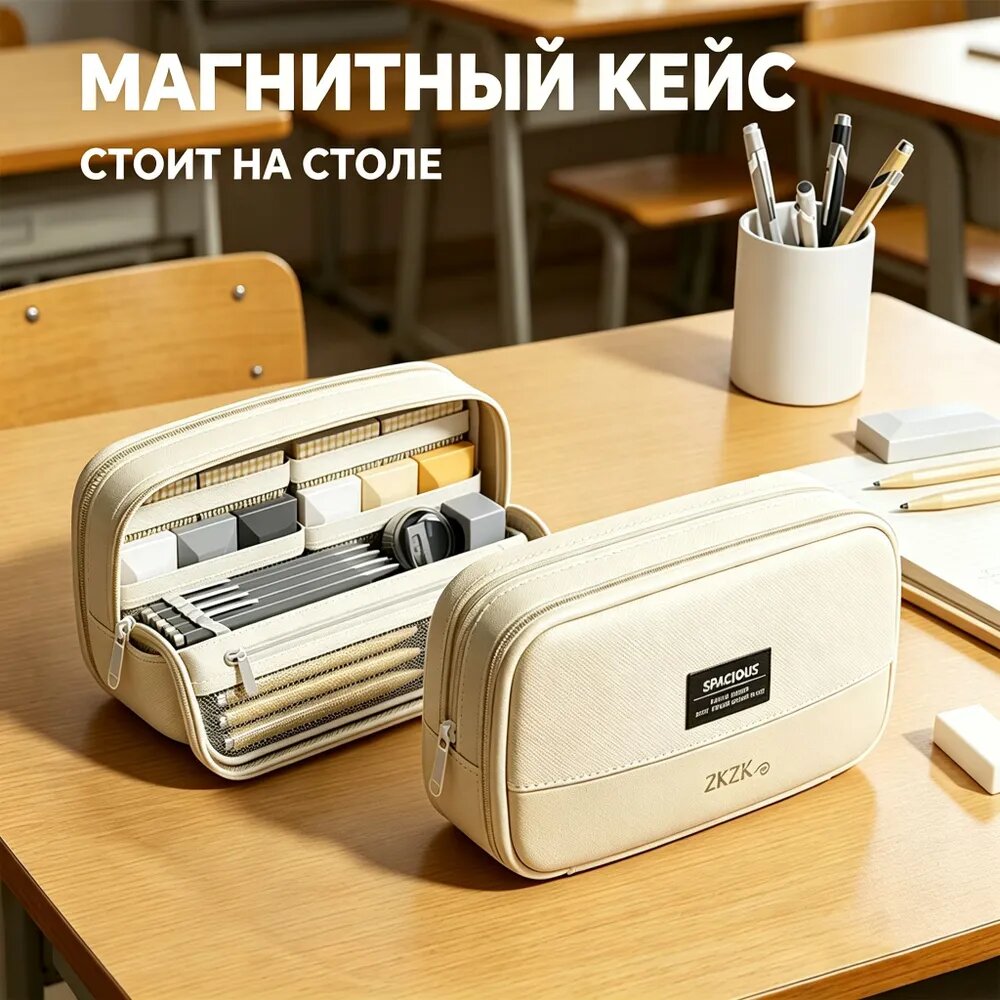 Пенал для мальчика школьный 22x13 см, органайзер для канцелярии стоячий, пенал-трансформер 11 отделений