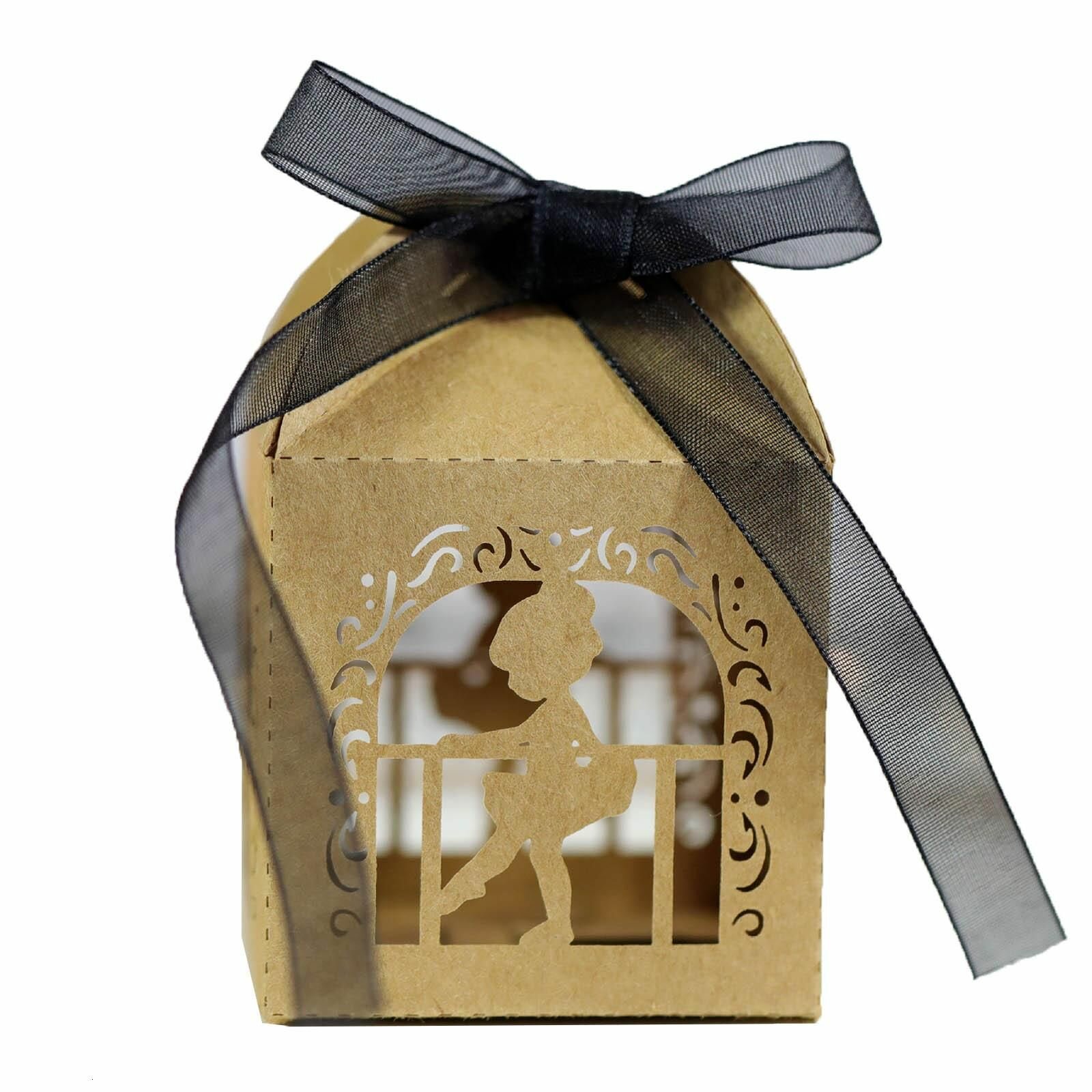 1 набор из 100 шт, коробка конфет "танцующий свадебный ангел"-золото