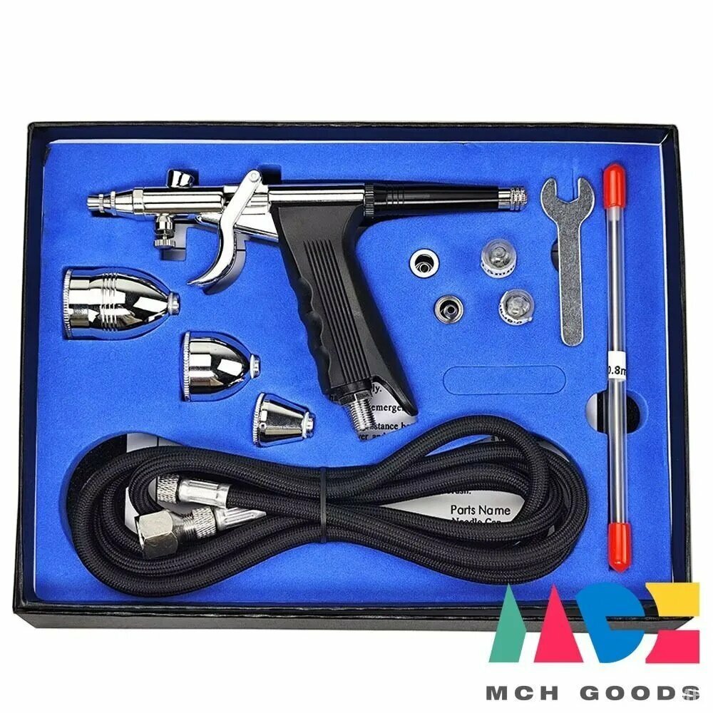 Эксклюзивный комплект аэрографа 116BK с тремя насадками 0.3 0.5 0.8 мм и емкостями 3 7 11 куб. см