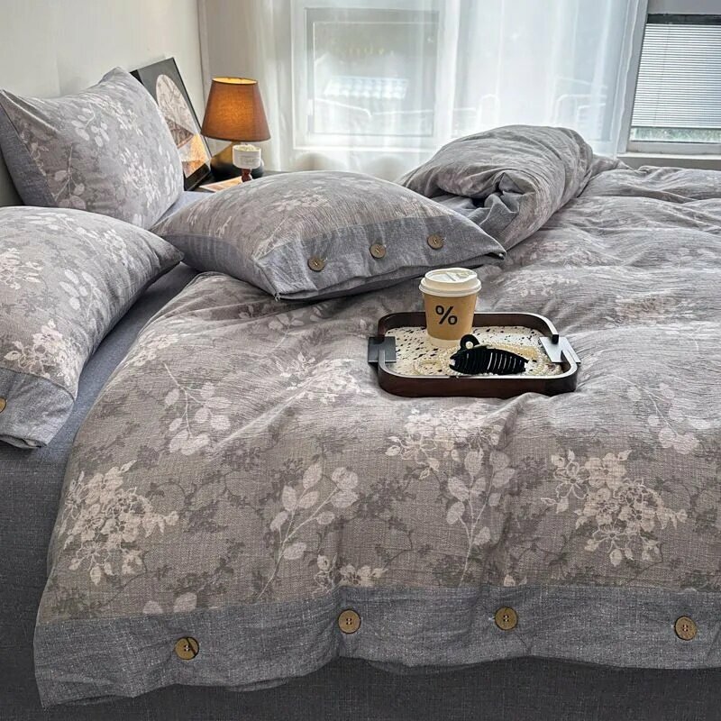 Комплект постельного белья, Лён, Хлопок, Семейный, наволочки 48x74