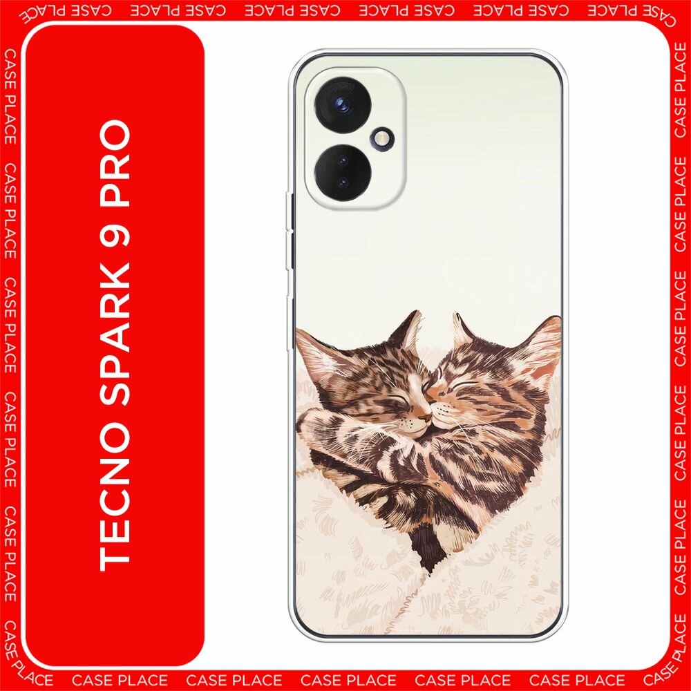 Чехол на Tecno Spark 9 Pro / Техно Спарк 9 Про с принтом "Влюбленные котейки - 14 февраля"