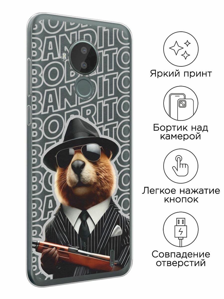 Чехол на Nokia C30 / Нокия C30 с принтом "Бобрито бандито 2", прозрачный — фото 1