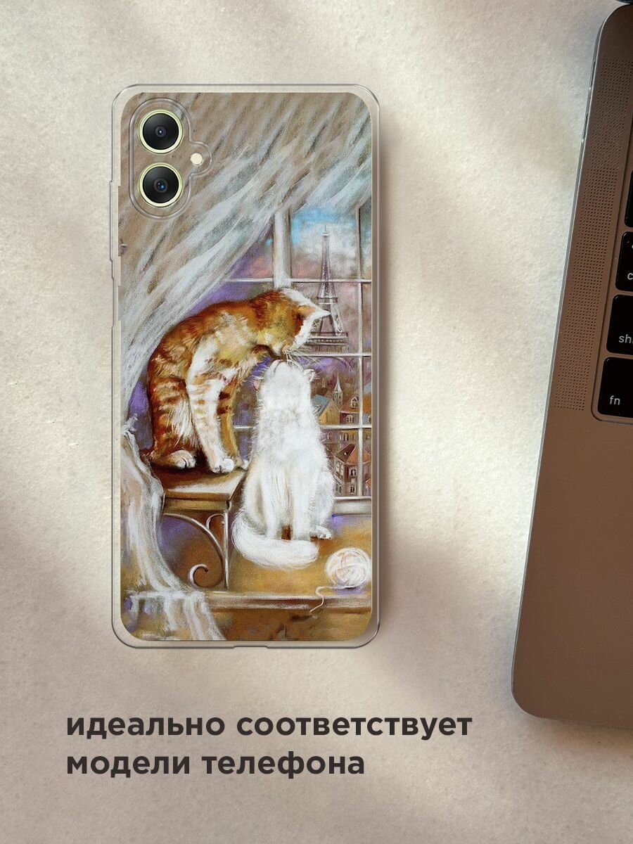 Чехол на Samsung Galaxy A06 / Самсунг Галакси А06 с принтом "Влюбленные котики 1" — фото 1