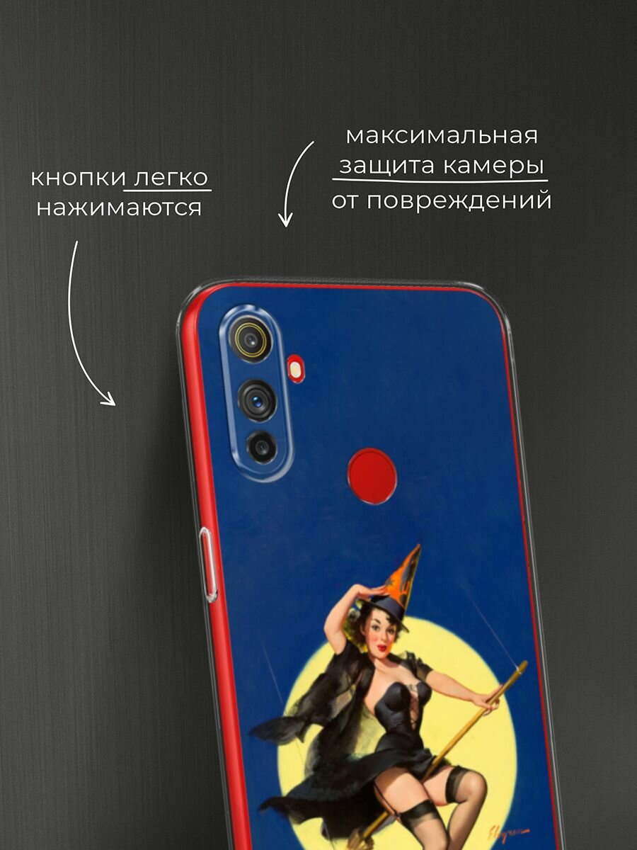 Силиконовый чехол на Realme C3 / Реалми C3 с принтом "Pin-Up Witch" — фото 1