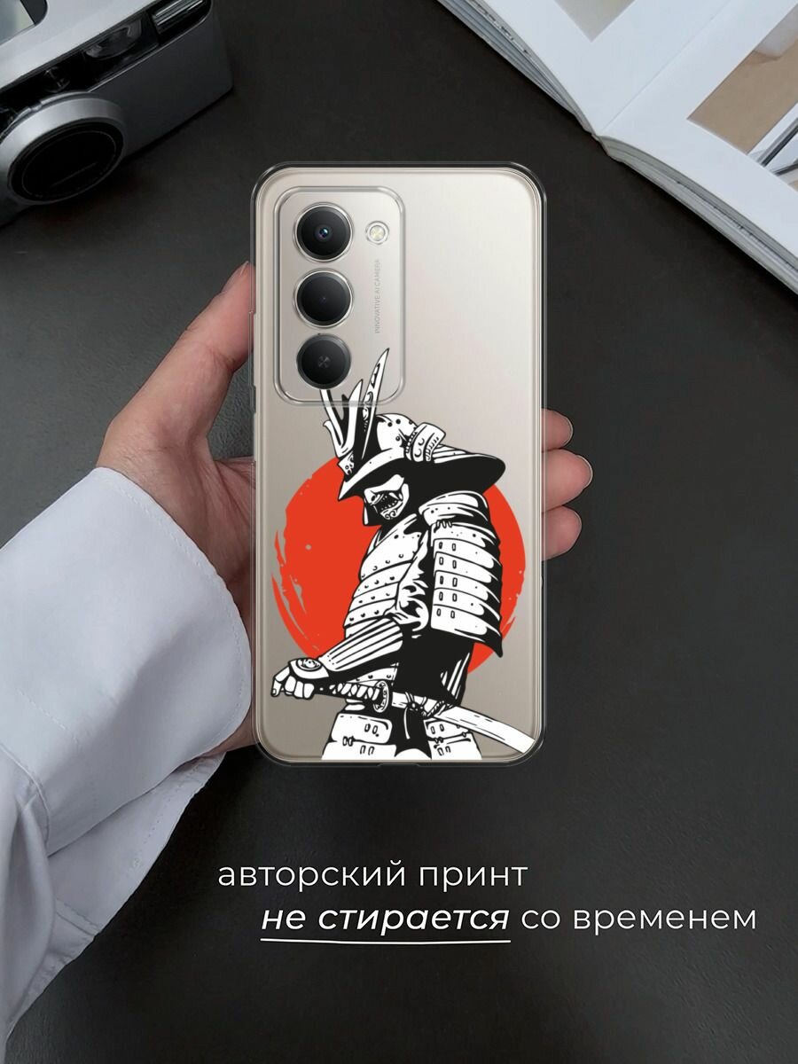 Чехол на Xiaomi Redmi 15 / Сяоми Редми 15 с принтом "Самурай с катаной", прозрачный — фото 1