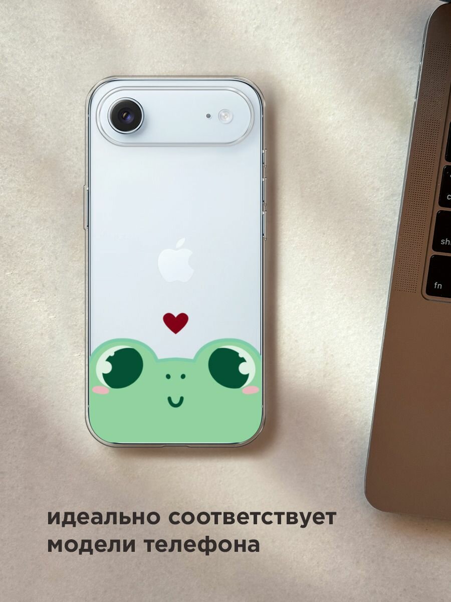 Чехол на Apple iPhone Air / Айфон Айр с принтом "Влюблённая лягушка - 14 февраля", прозрачный — фото 1
