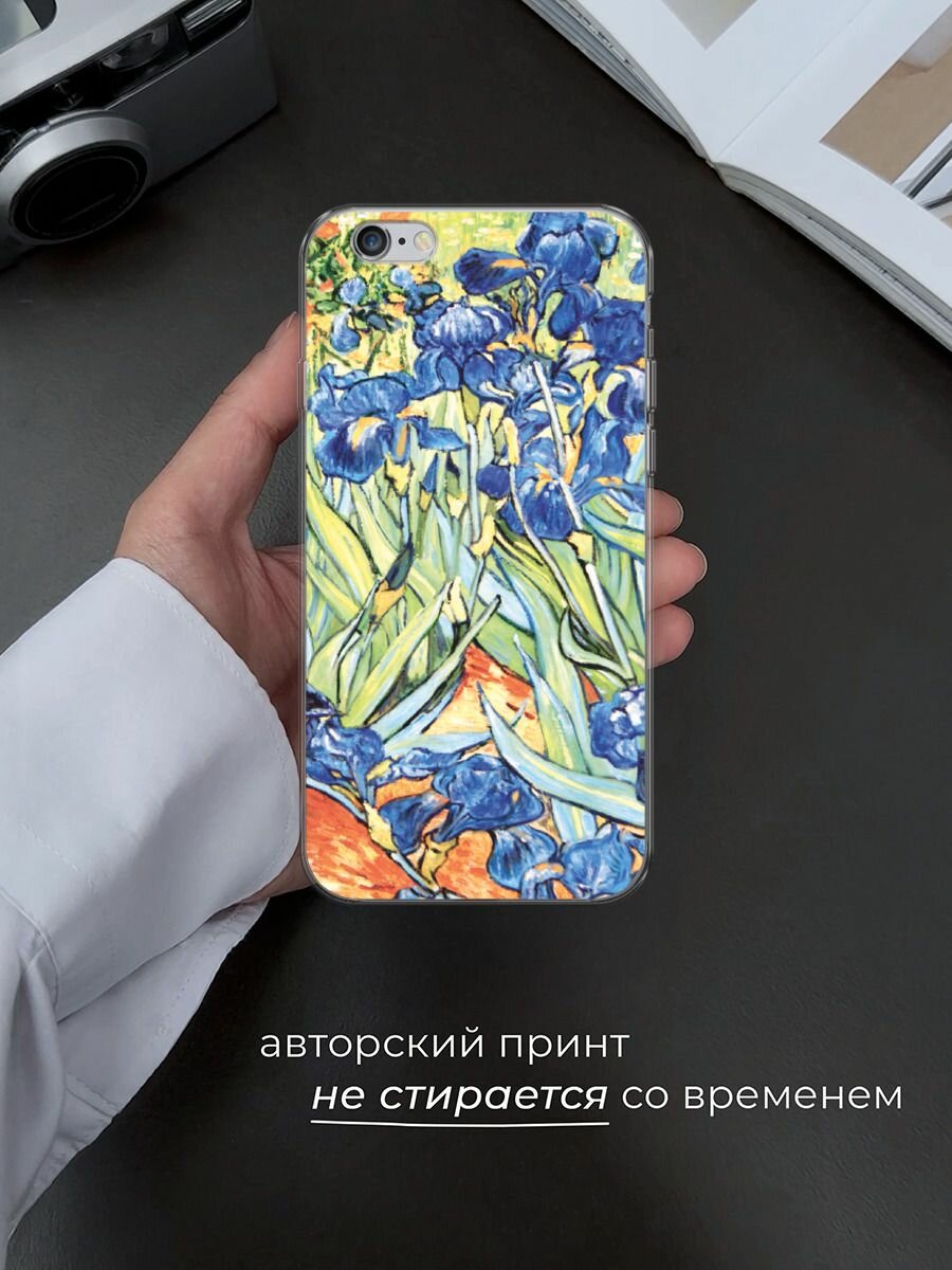 Силиконовый чехол на Apple iPhone 6 / Айфон 6 с принтом "Ирисы Ван Гог" — фото 1