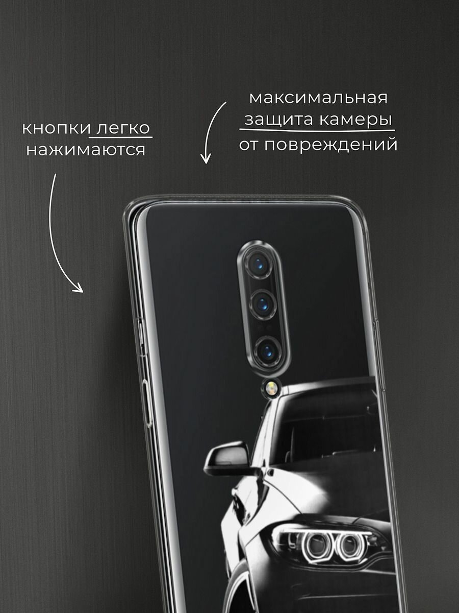 Чехол на OnePlus 8 / ВанПлас 8 с принтом "Крутая черная машина", прозрачный — фото 1
