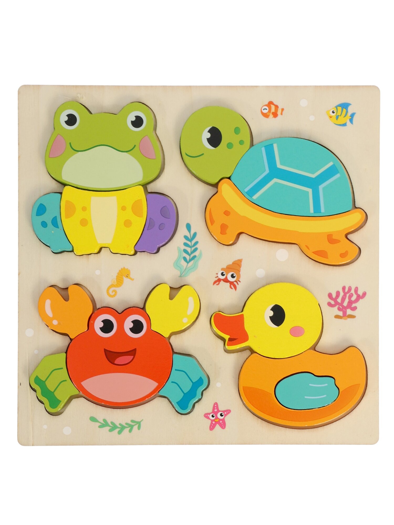 Развивающий 3D пазл «Зверята», деревянный, 15 элементов, от 3 лет