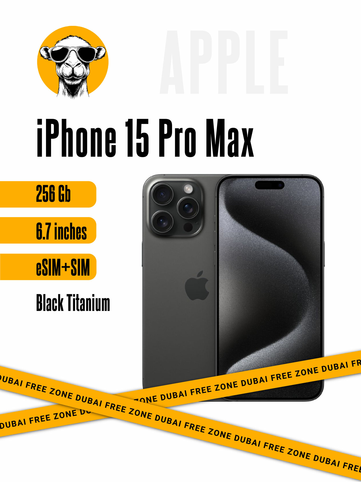 Смартфон iPhone 15 Pro Max 256GB Black Sim+E-Sim