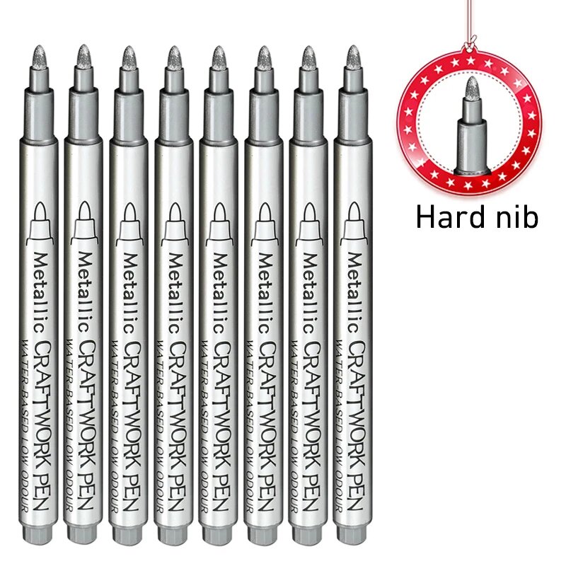 Металлические маркеры Craftwork Pen, серый, Hard nib, 8 шт.
