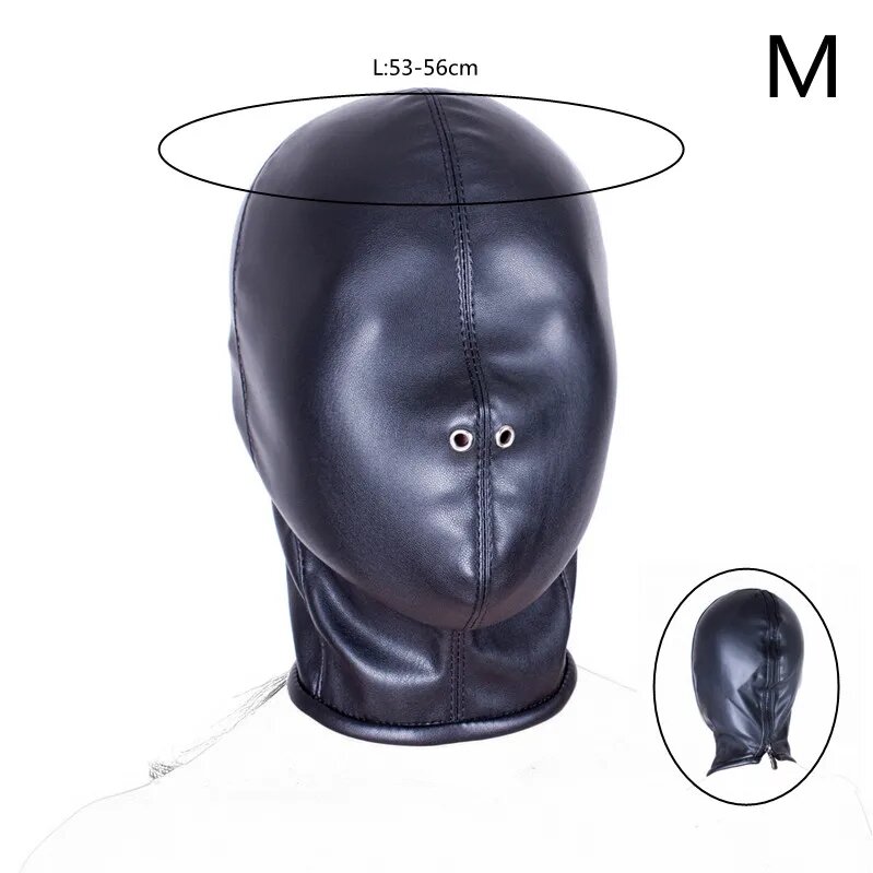 Сексуальная кожаная маска на все лицо, БДСМ на молнии, фетиш, рабство, бондаж, капюшон для женщин, товары для флирта и ограничений Black M