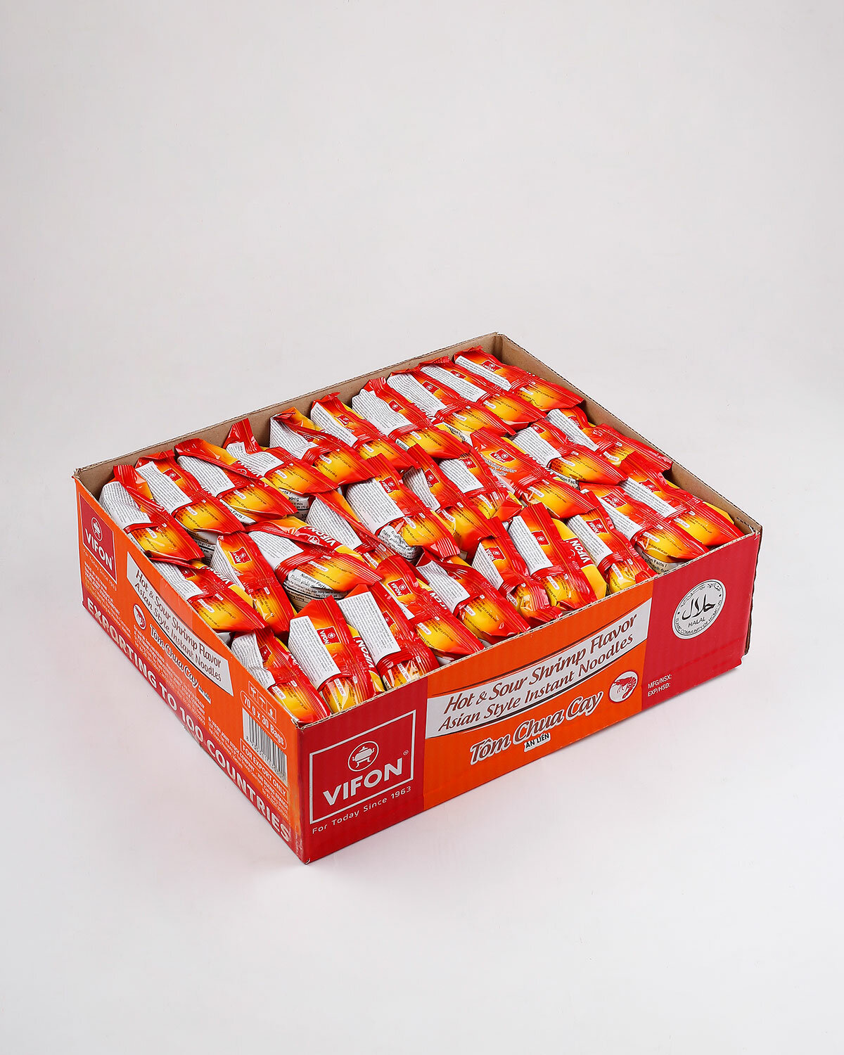 Лапша быстрого приготовления Vifon "Креветки и Чили", пшеничная, 30 шт.