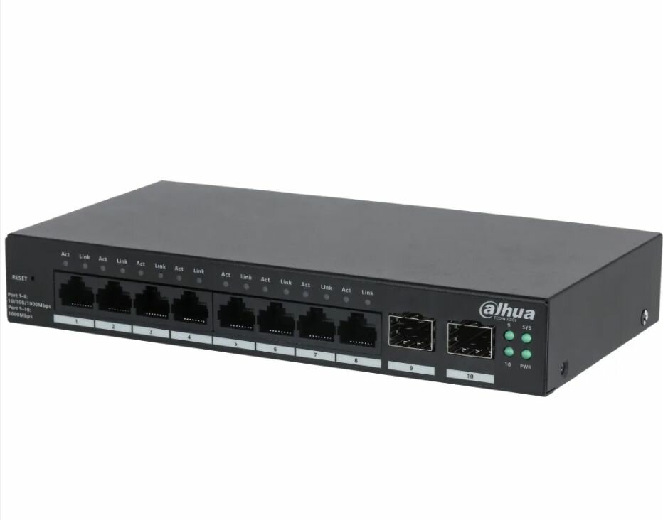 Коммутатор сетевой DH-CS4210-8GT, 10-портовый, гигабитный коммутатор с функцией облачного управления