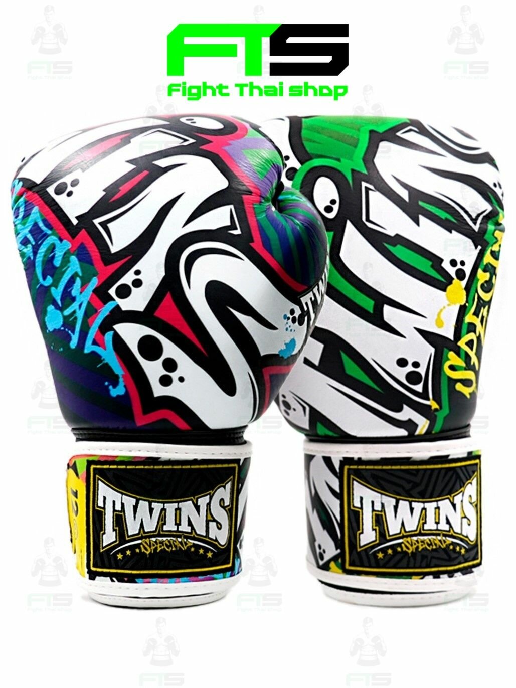 Боксерские перчатки Twins Special 14 унций зеленые FBGVL4-68 Grafiti