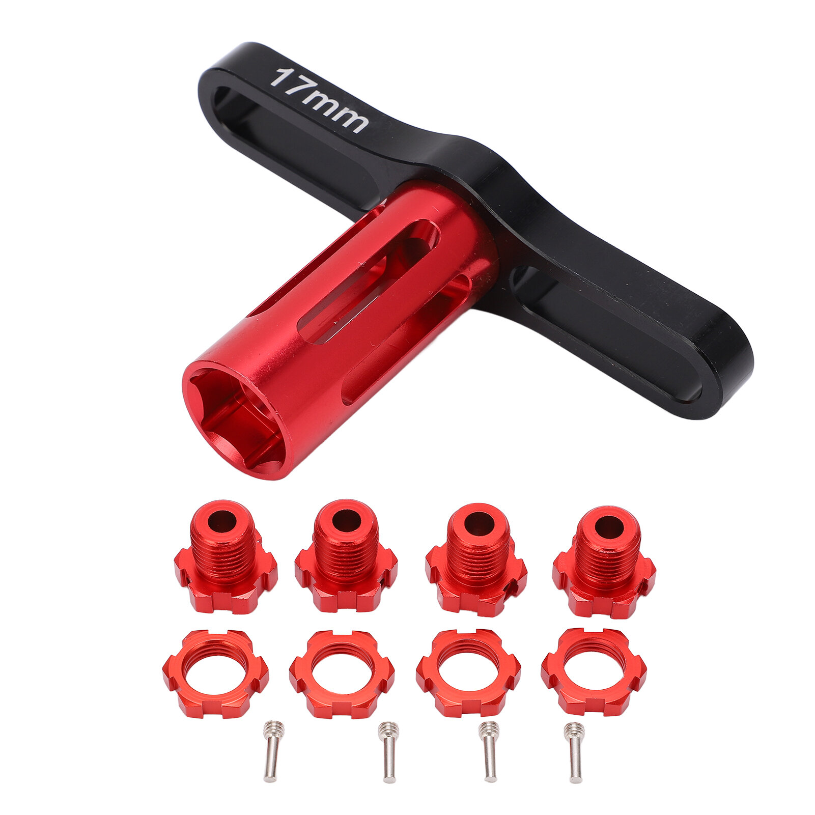 4 комплекта 17-мм шестигранных гаек с шлицами для колесных хабов Traxxas 5353X EREVO Summit 1/10 RC машины (красные)