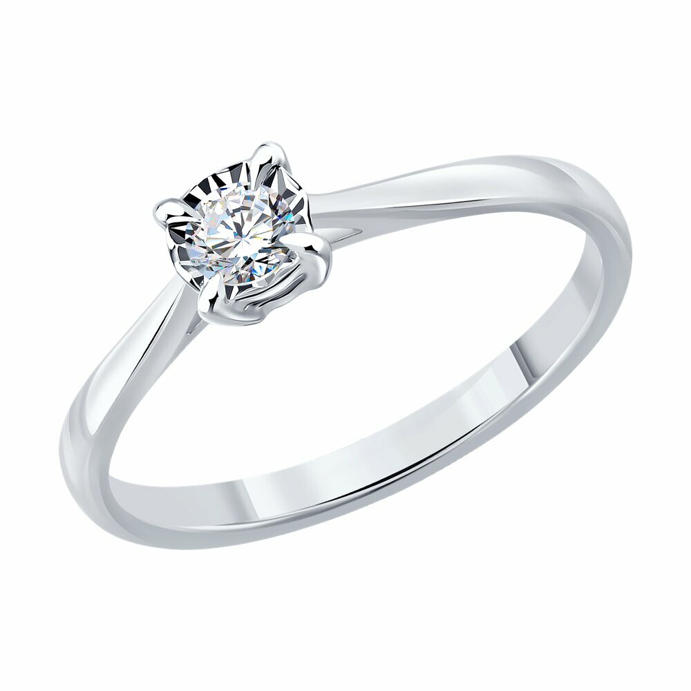 Кольцо, белое золото, 585 проба, бриллиант выращенный