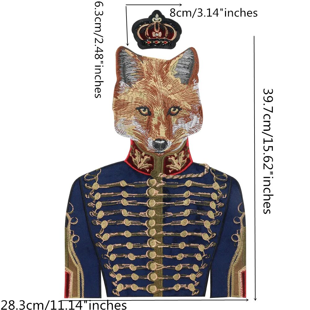 Нашивки с вышивкой лиса, пчела, собака, тигр, пистолет, сердце 1506 1set