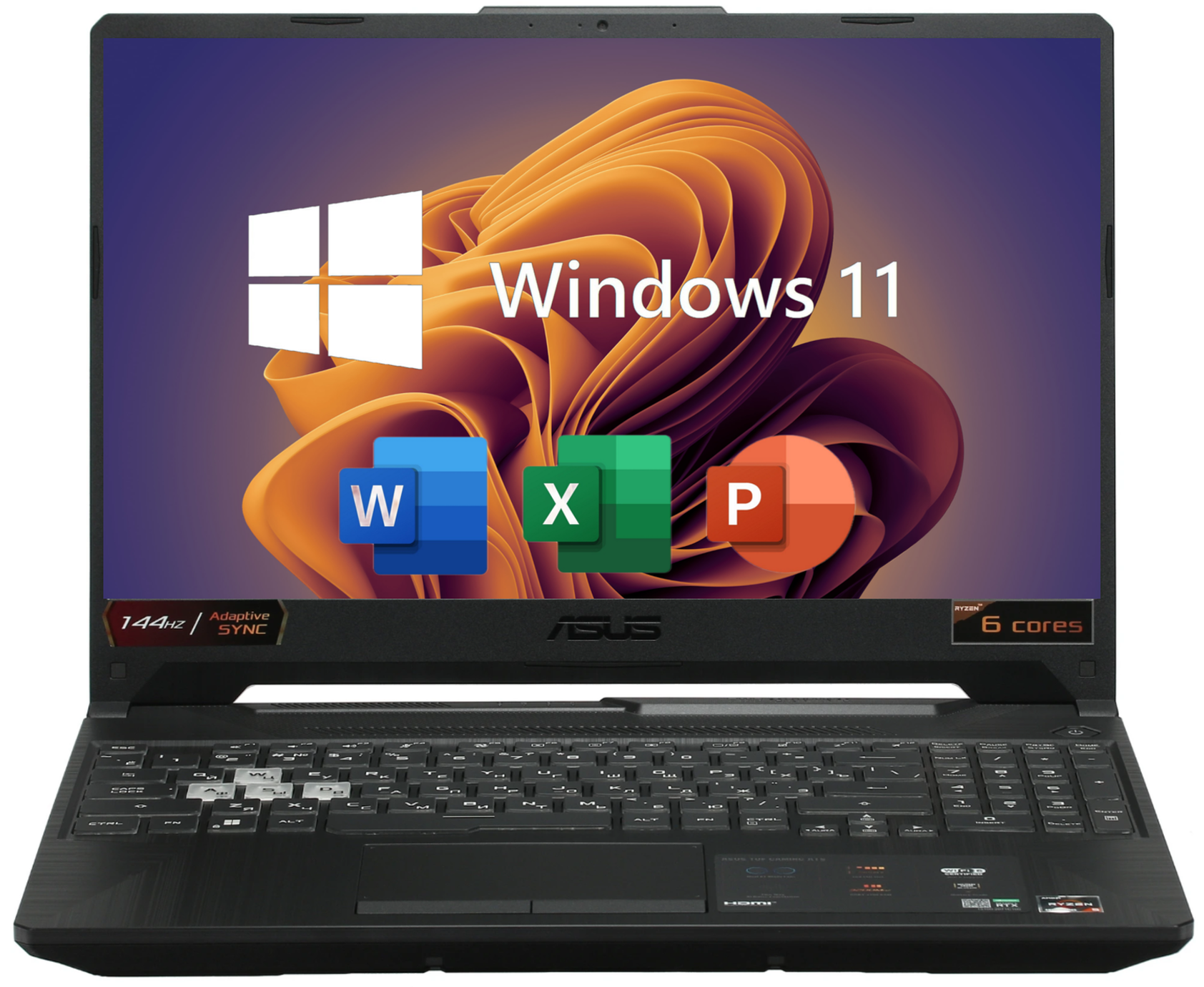 15.6" Игровой ноутбук Asus TUF Gaming A15, AMD Ryzen 5 7535HS (4.5Ггц), RAM 16 ГБ, SSD 512 ГБ, NVIDIA GeForce RTX 3050 (4 Гб), Windows 11 Pro + Office 2021 Pro Plus, Русская раскладка