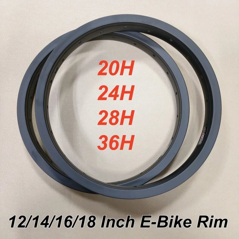 Детский обод для электровелосипеда 12/14/16/18 дюймов черный 2Pcs 14 Inch 36H