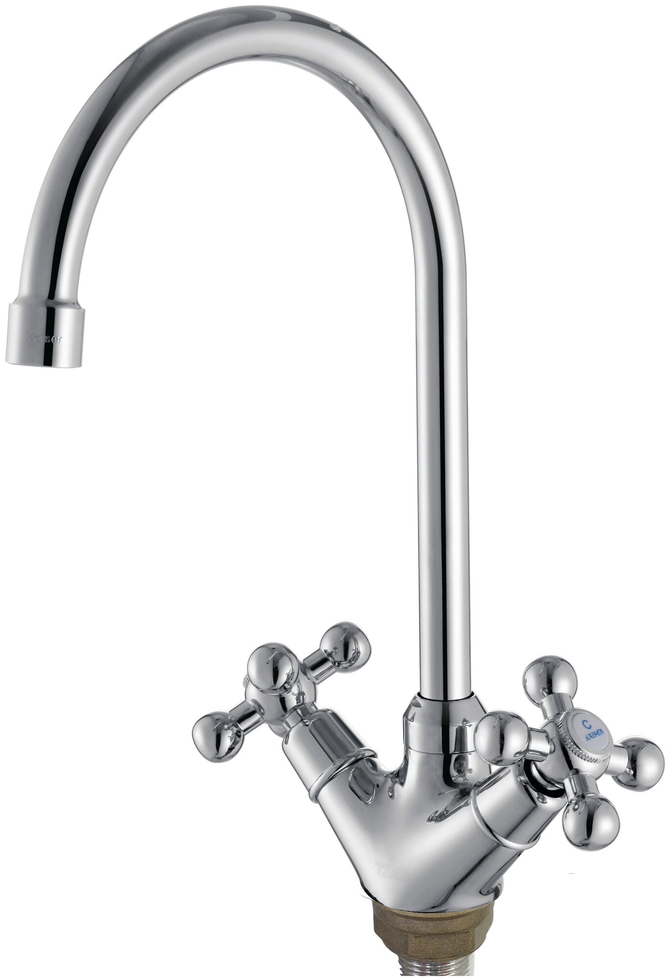 Смеситель для кухонной мойки Kaiser 11043 из латуни, цвет хром