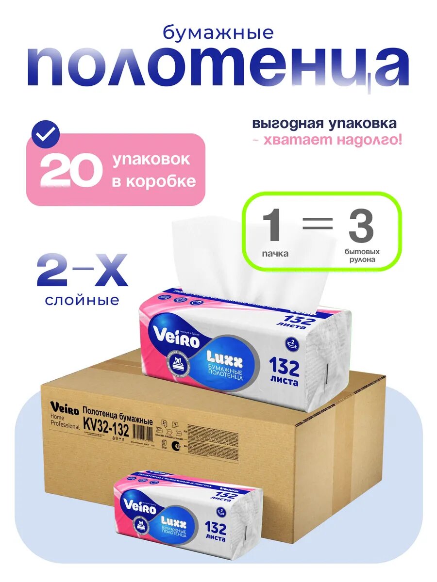 Бумажные полотенца для кухни для диспенсера, 20 пачек